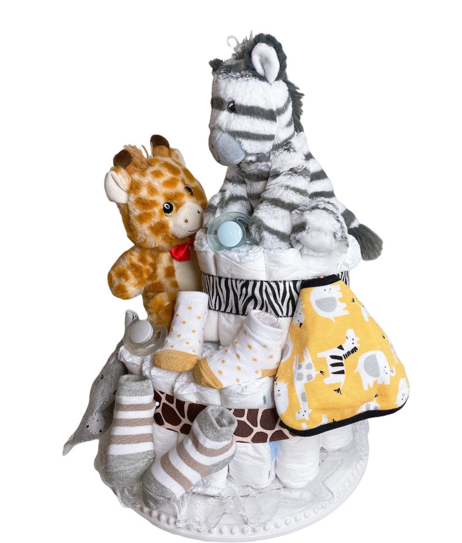 Twins Safari Diaper Cake Safari Themed Giraffe Zebra Diaper - Etsy