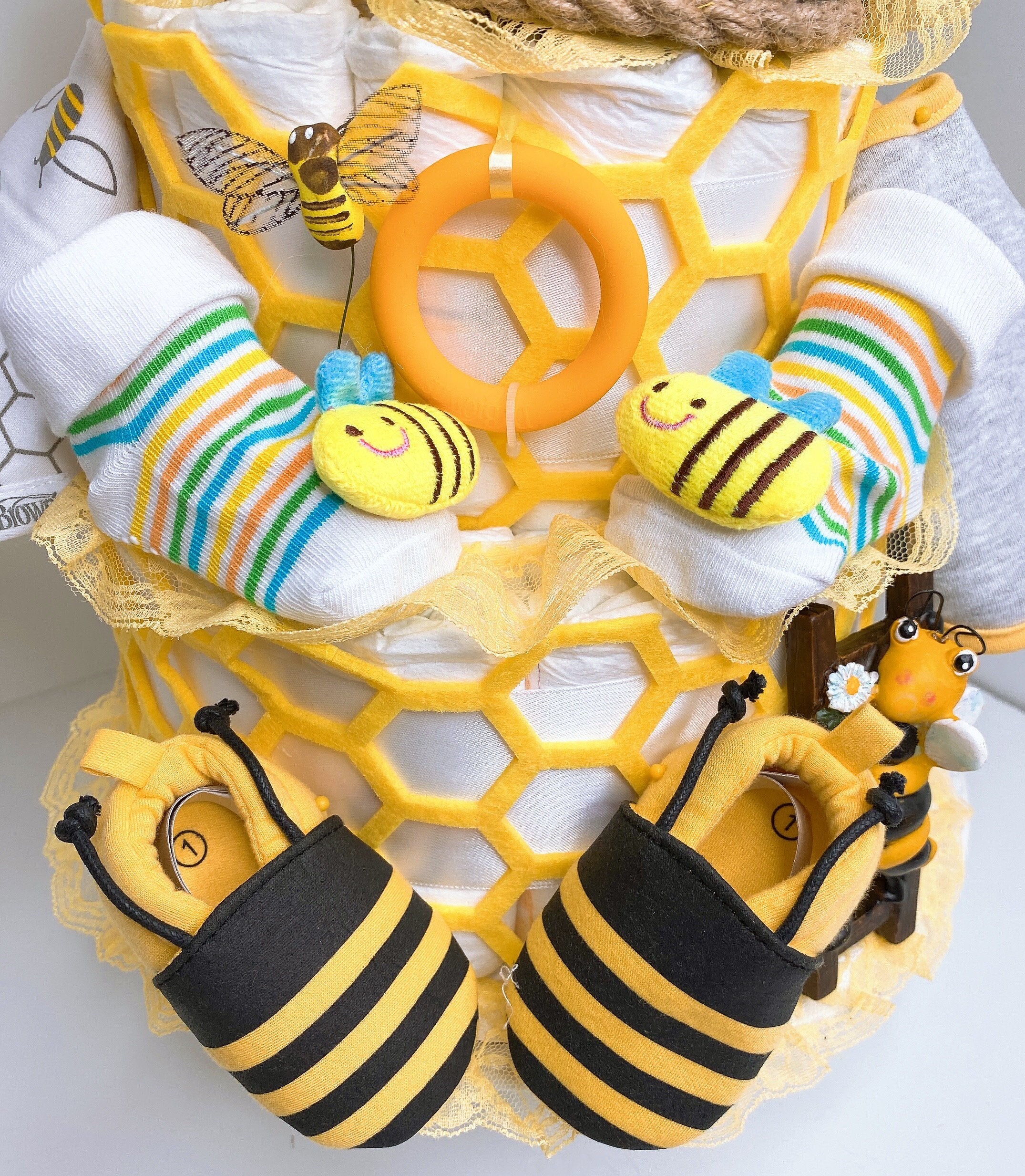 Honey Teddy Bear Diaper Cake Bee Diaper Cake Centerpiece - Etsy