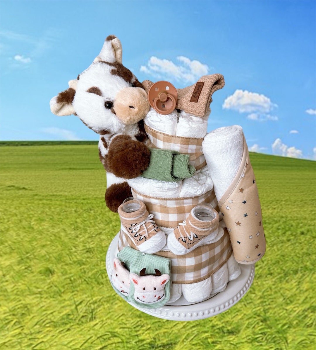 Bull Diaper Cake, Farm Diaper Cake, Farm Baby Shower, Farm Theme ...