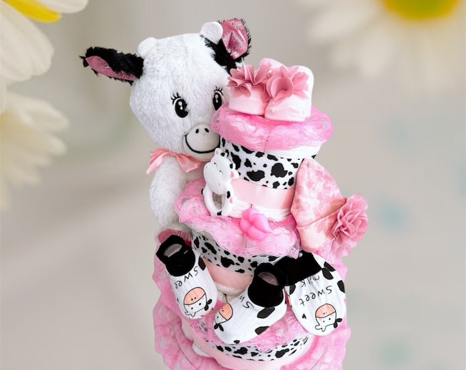 Cow Diaper Cake 3 Tier Farm Theme Diaper Cake, 3 Tier Diaper Cake Kit ...