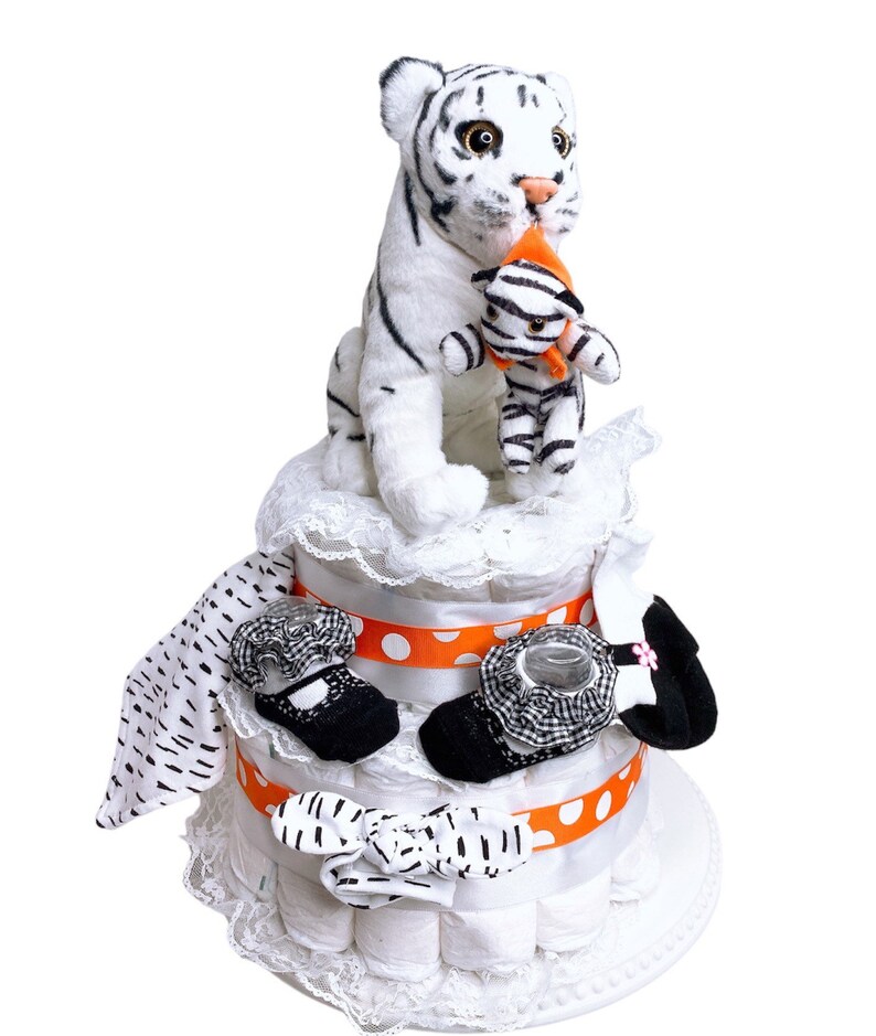 Girl Tiger Diaper Cake Safari Diaper Cake Safari Themed - Etsy