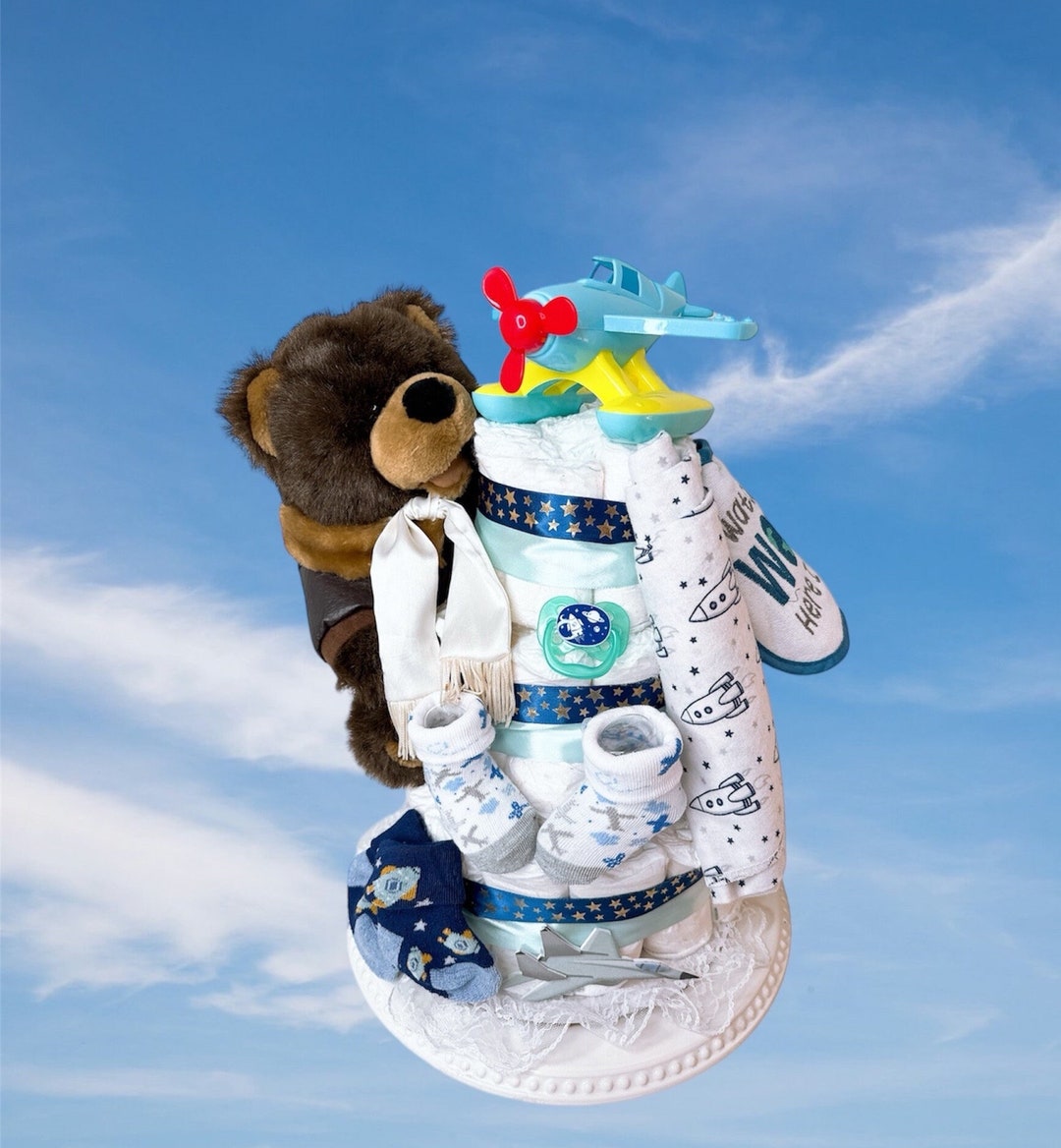 Aviator Diaper Cake, Pilot Captain Diaper Cake, Centerpiece - Etsy