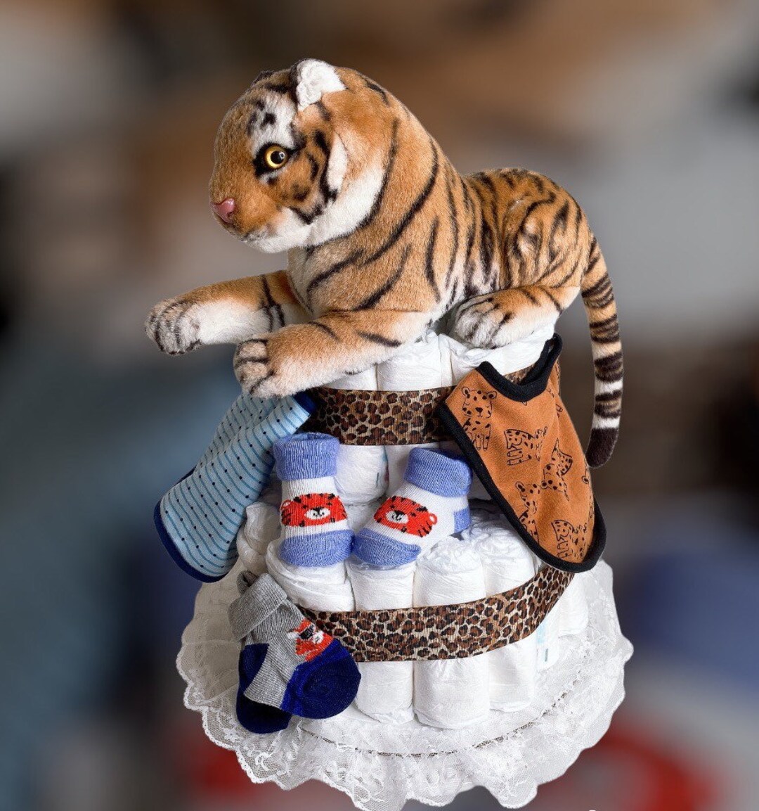 Tiger Diaper Cake, Safari Diaper Cake, Safari Themed, Centerpiece - Etsy