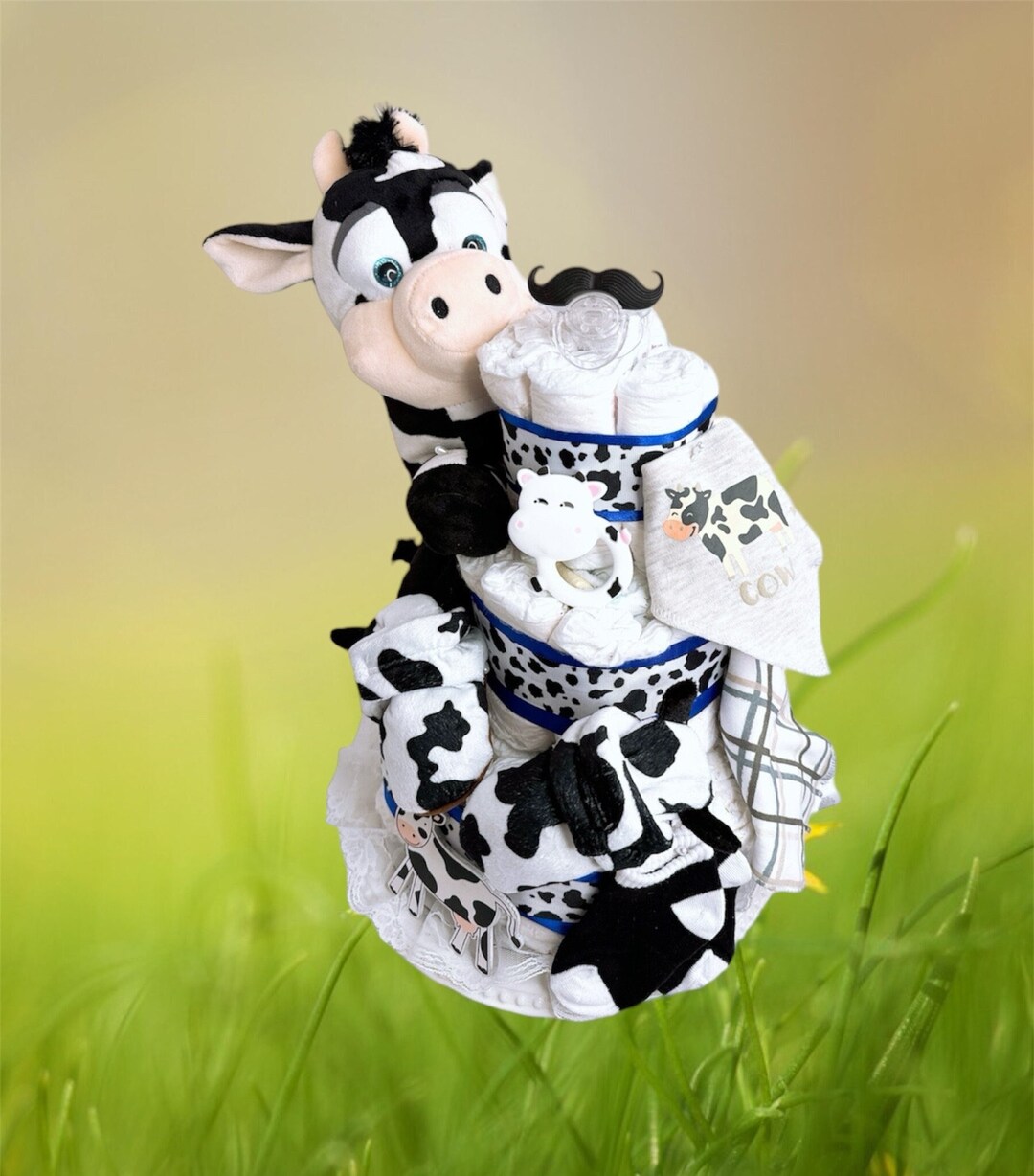 Cow Diaper Cake: Farm Baby Shower Centerpiece - Etsy