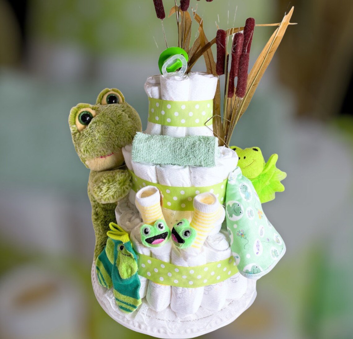 Frog Diaper Cake Frog Themed Boy Diaper Cake Centerpiece - Etsy