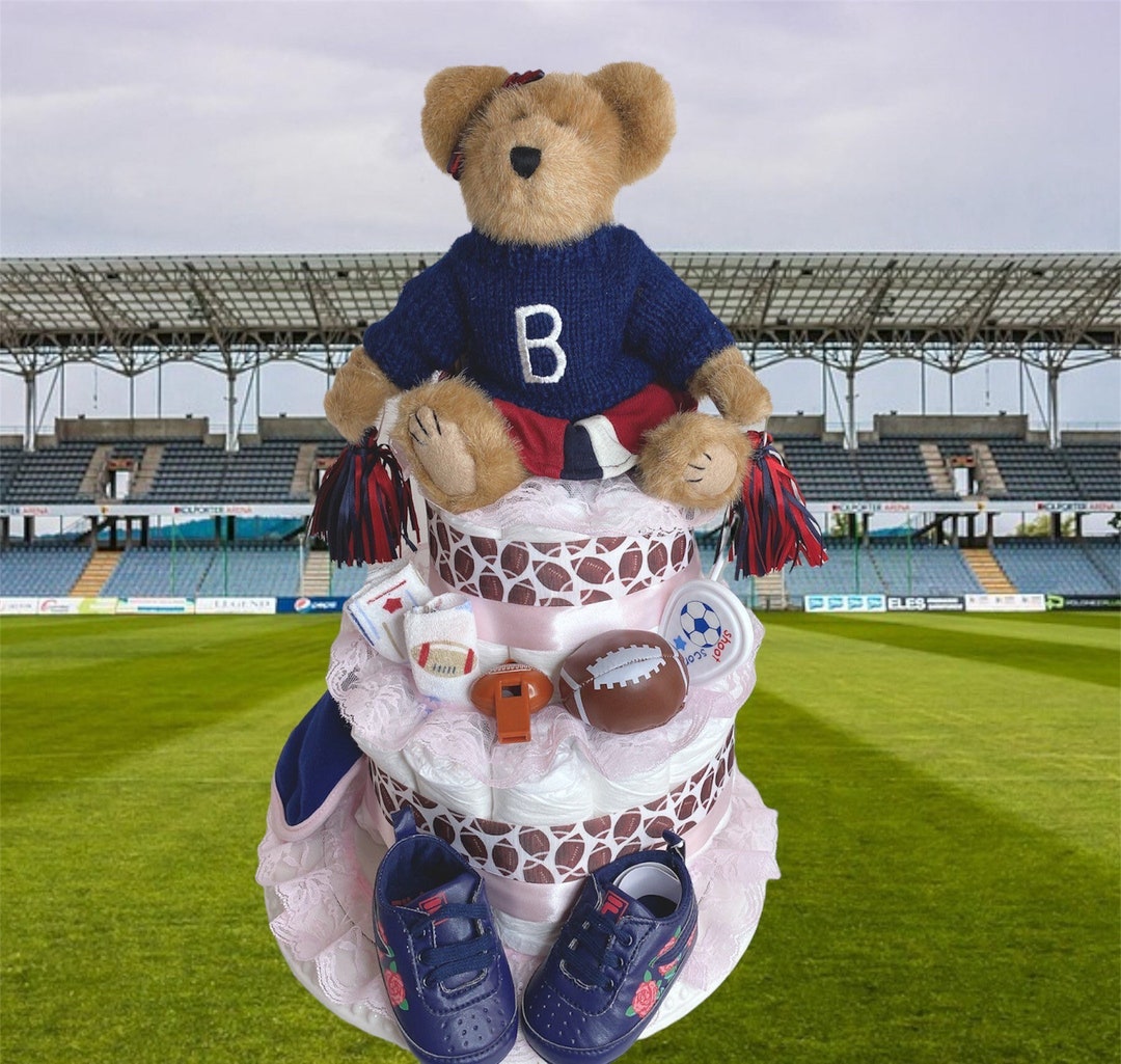 Girl Sport Diaper Cake, Football Diaper Cake, Sport Themed, Centerpiece ...