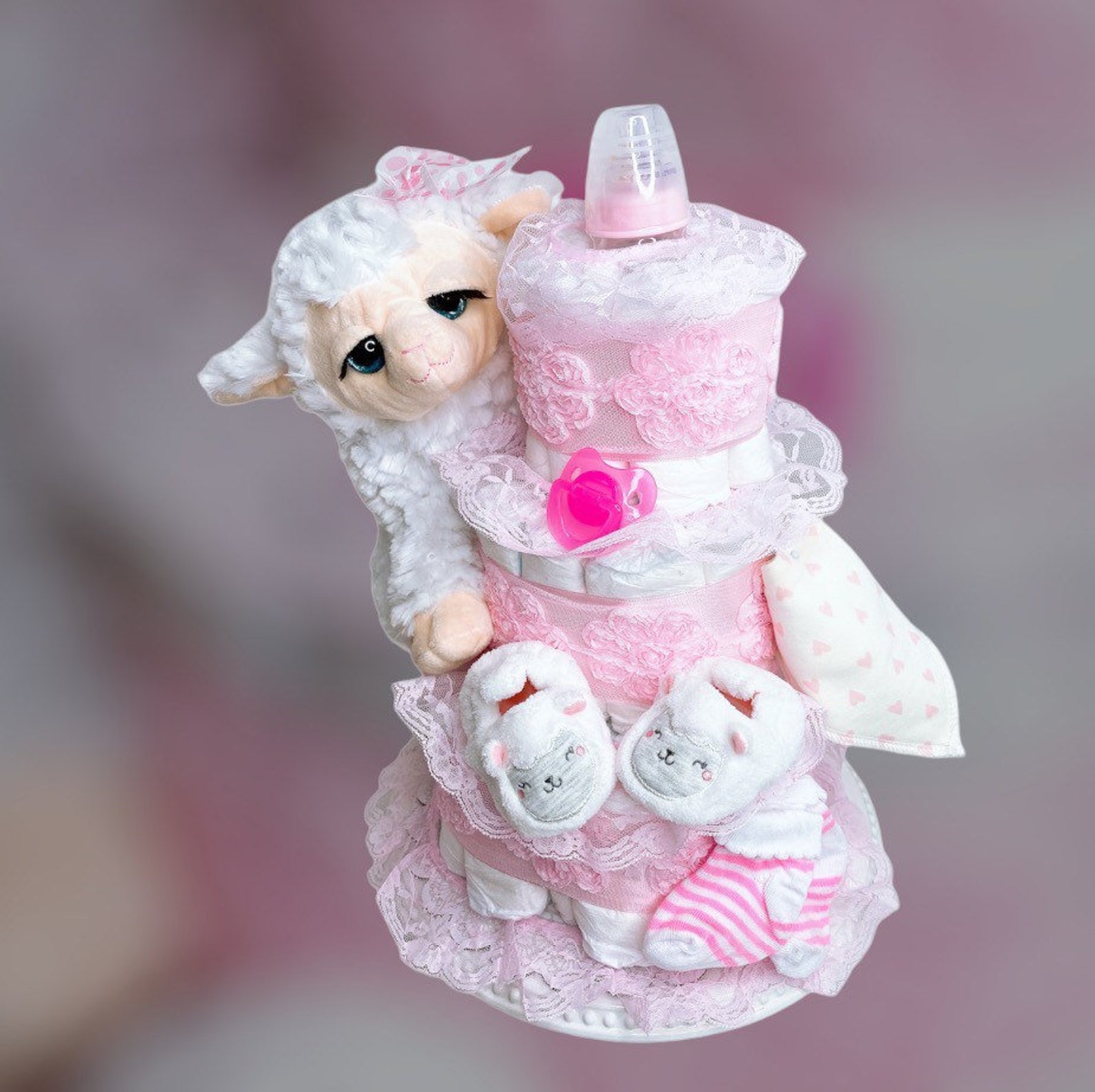 Lamb Diaper Cake Lamb Girl Diaper Cake Easter Diaper Cake - Etsy