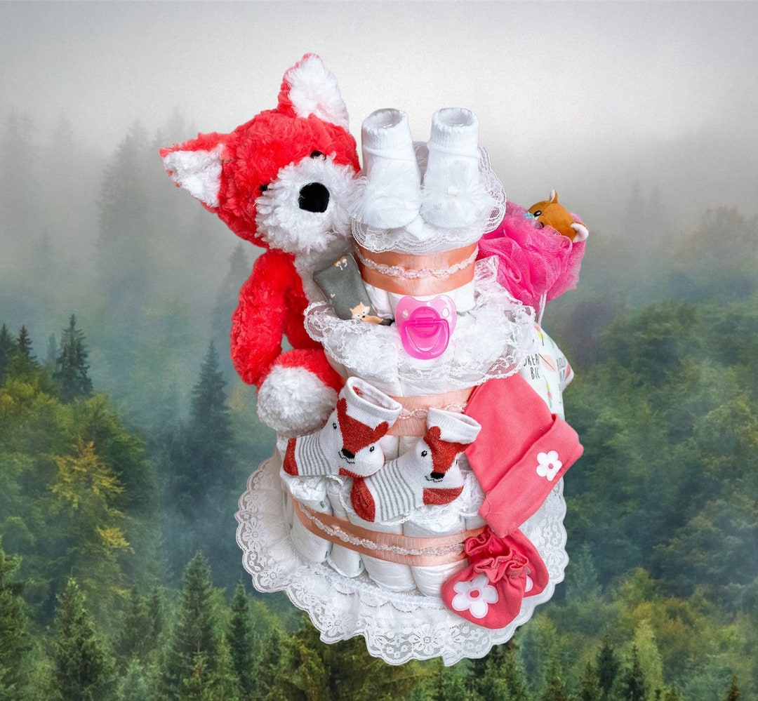 Woodland Diaper Cake, Fox Diaper Cake, Woodland Themed, Centerpiece - Etsy