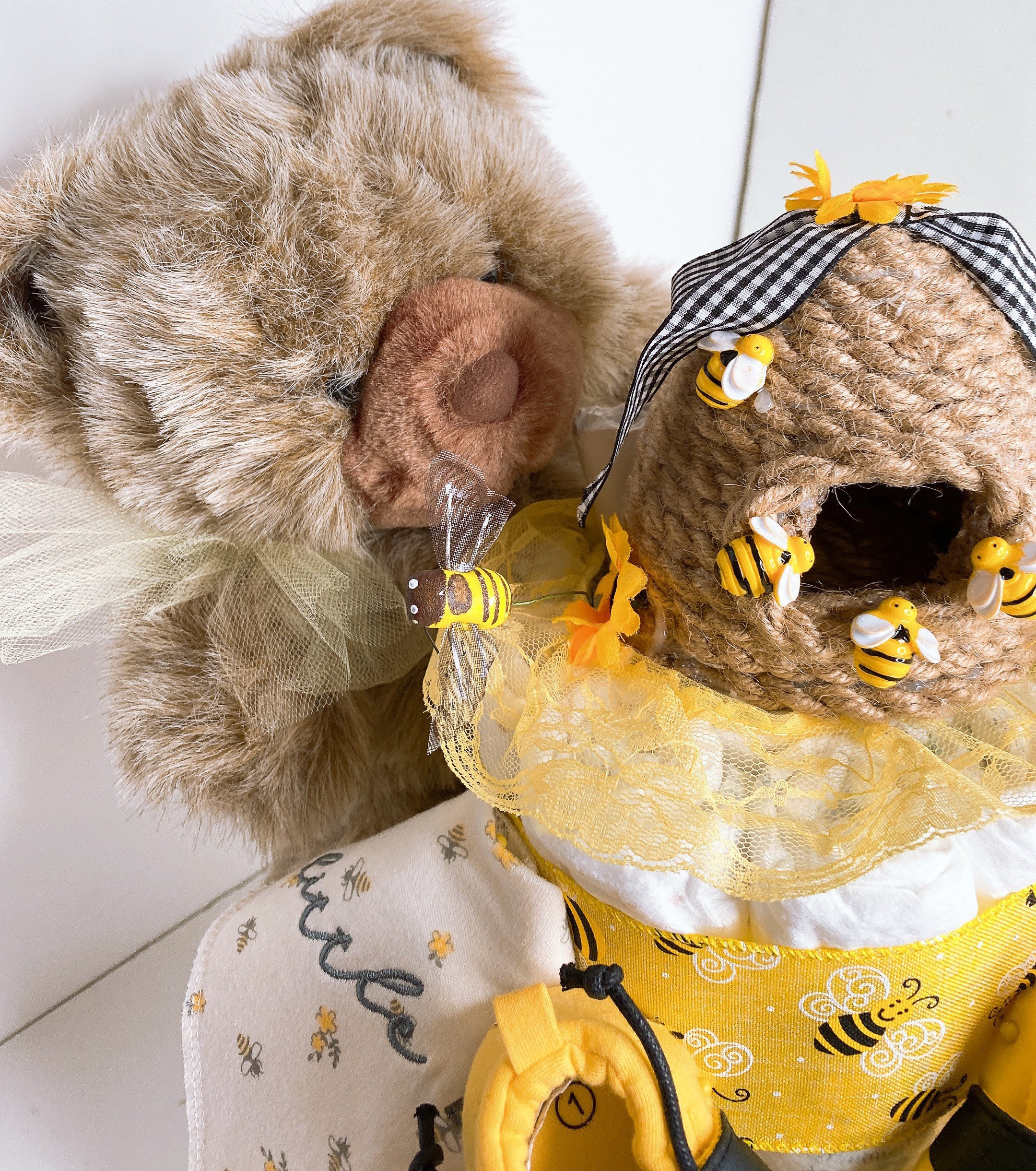 Honey Bee Diaper Cake: Teddy Bear Bumblebee Baby Shower Decor - Etsy
