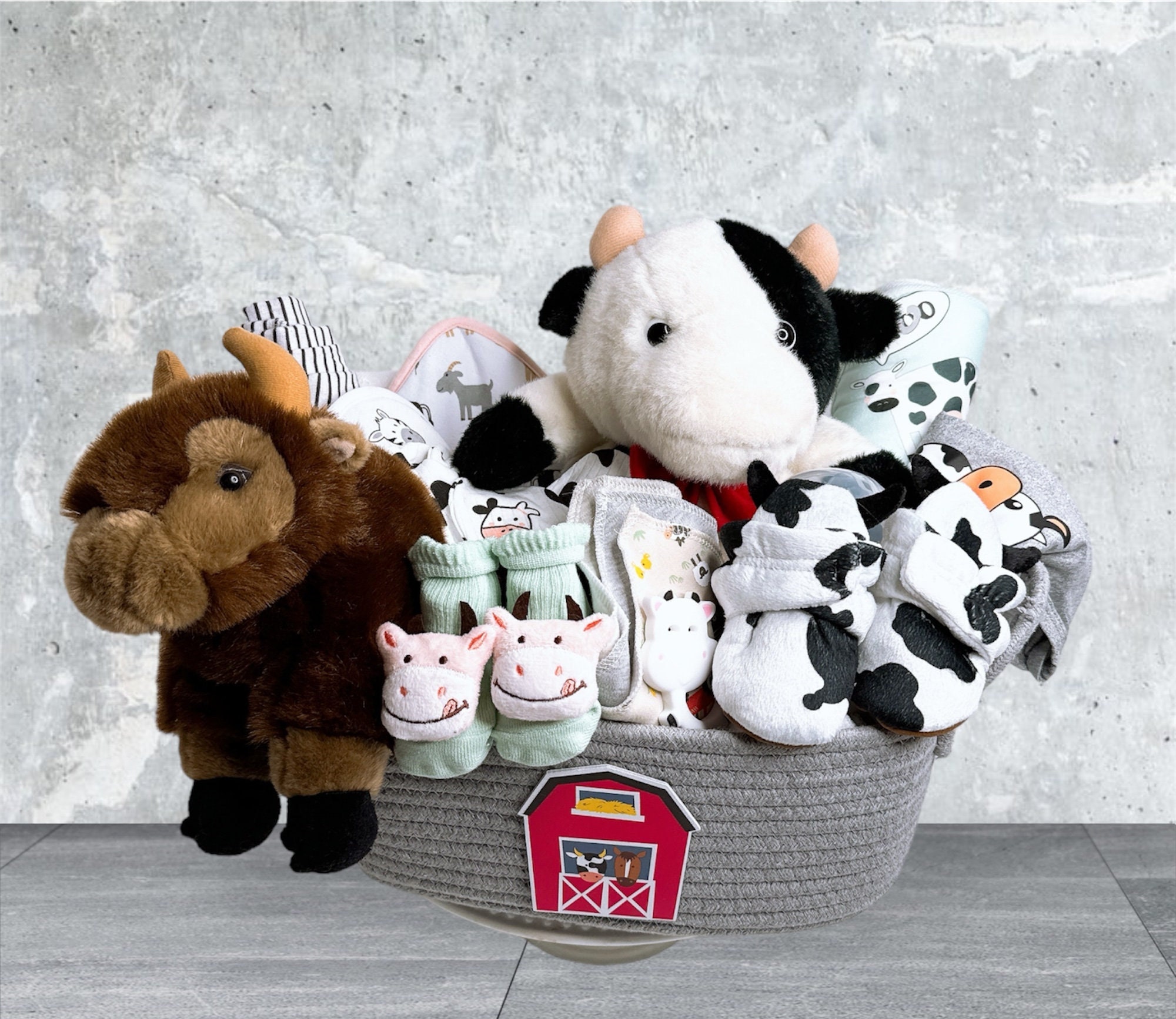Farm Baby Gift Basket, Cow Baby Gift Basket, Farm Baby Shower, Farm ...