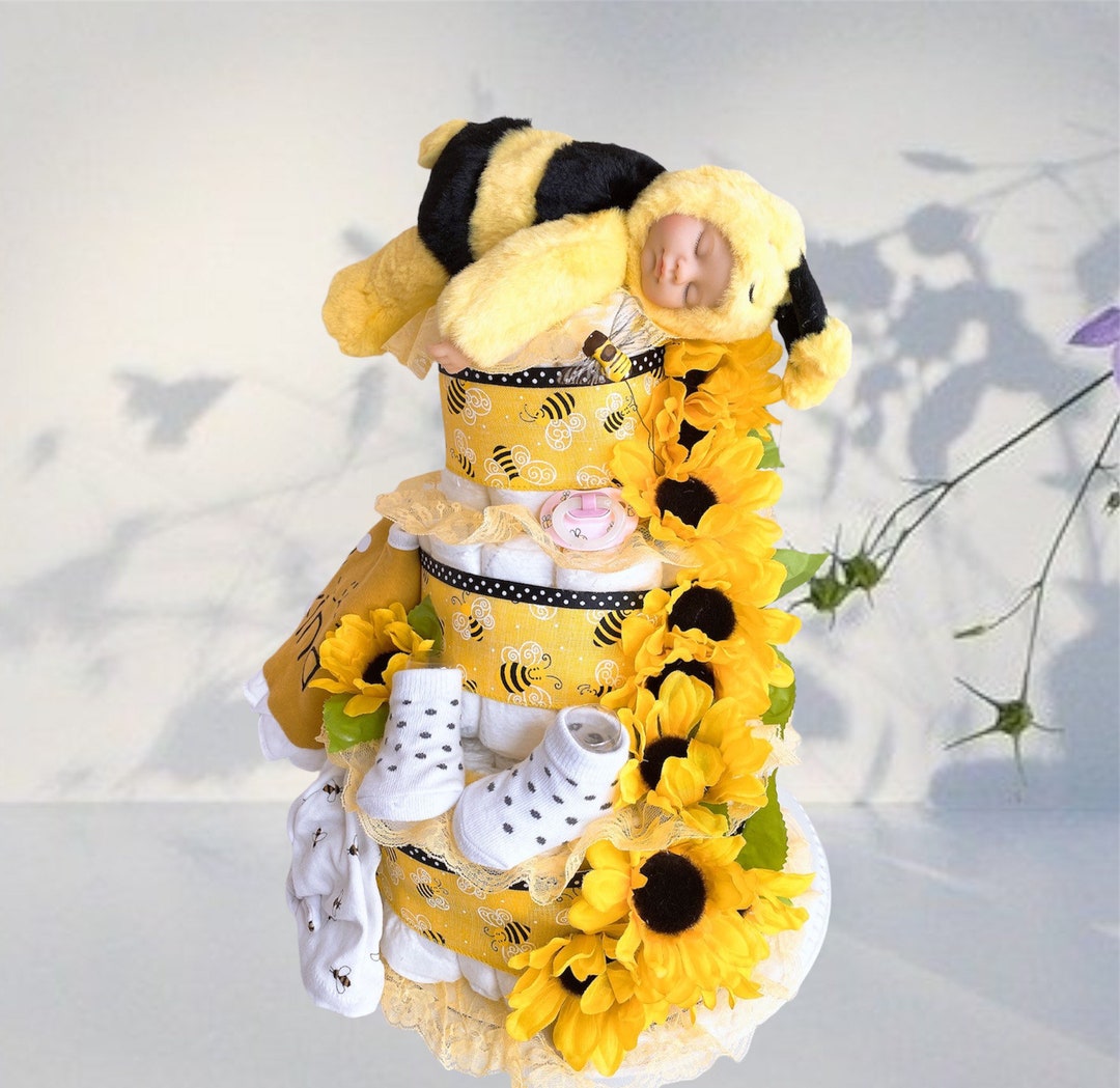 Girl Bee Diaper Cake Bumblebee Diaper Cake Bee Theme Girl - Etsy