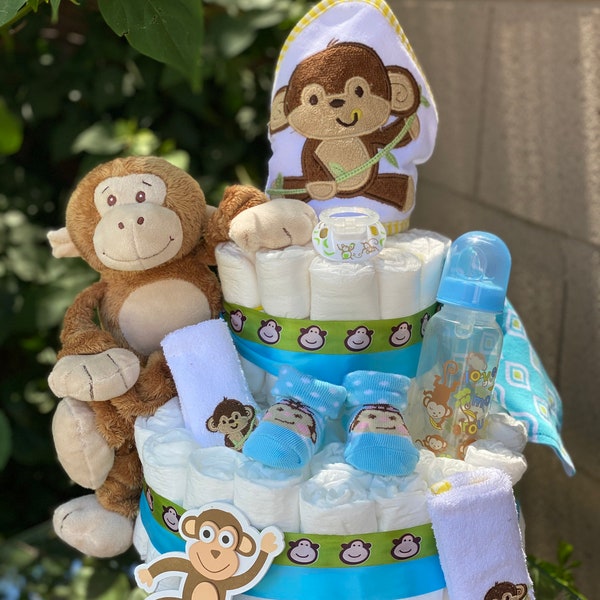 Monkey Diaper Cake - Etsy