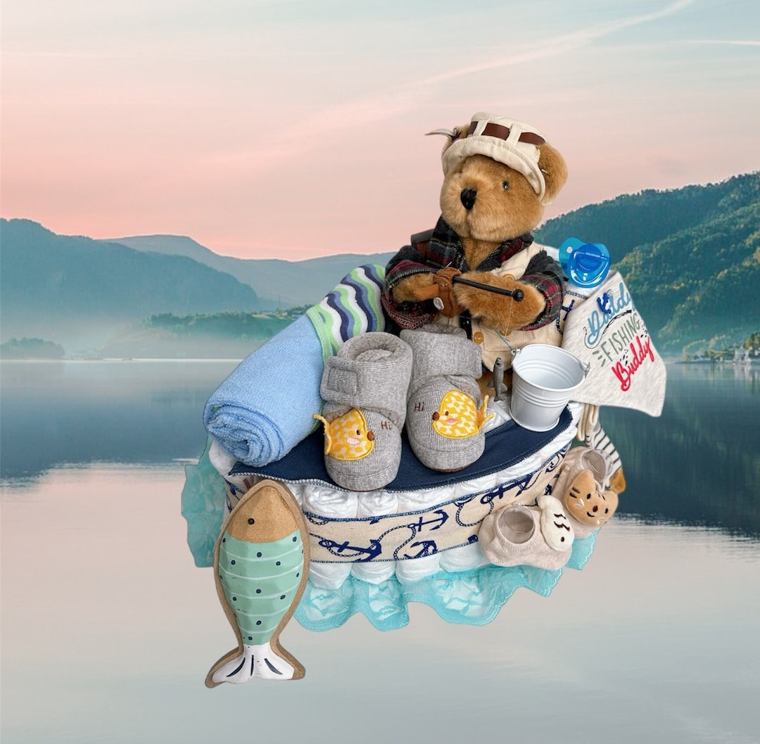 Fisherman Man Diaper Cake, Boat Diaper Cake, Nautical Baby Shower ...