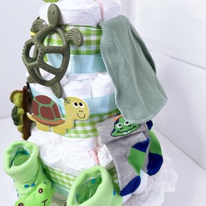 Turtle Diaper Cake, Unisex Diaper Cake, Baby Shower Gift, Centerpiece ...