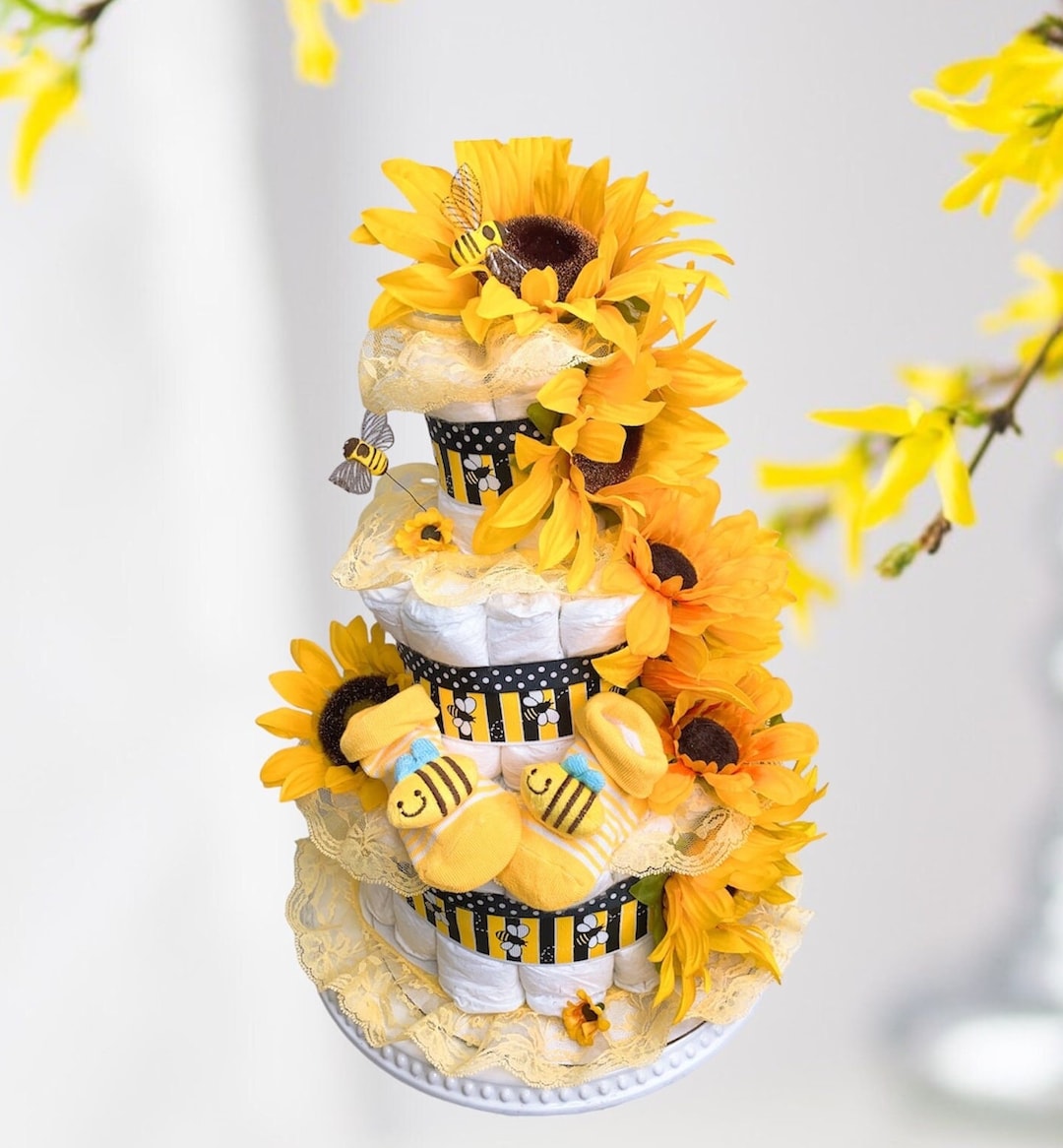 Sunflowers Diaper Cake, Bee Diaper Cake, Centerpiece - Etsy