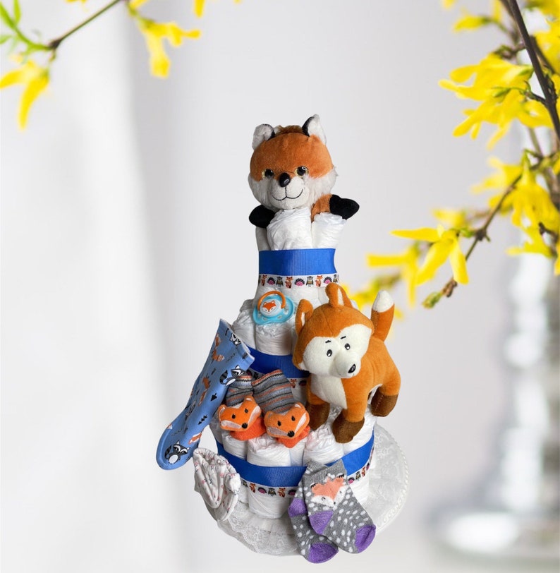 Woodland Diaper Cake Fox Diaper Cake Centerpiece - Etsy