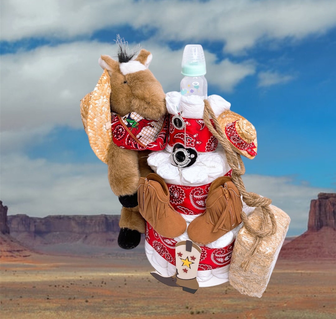 Cowboy Diaper Cake, Western Diaper Cake, Wild West Theme, Western Baby ...