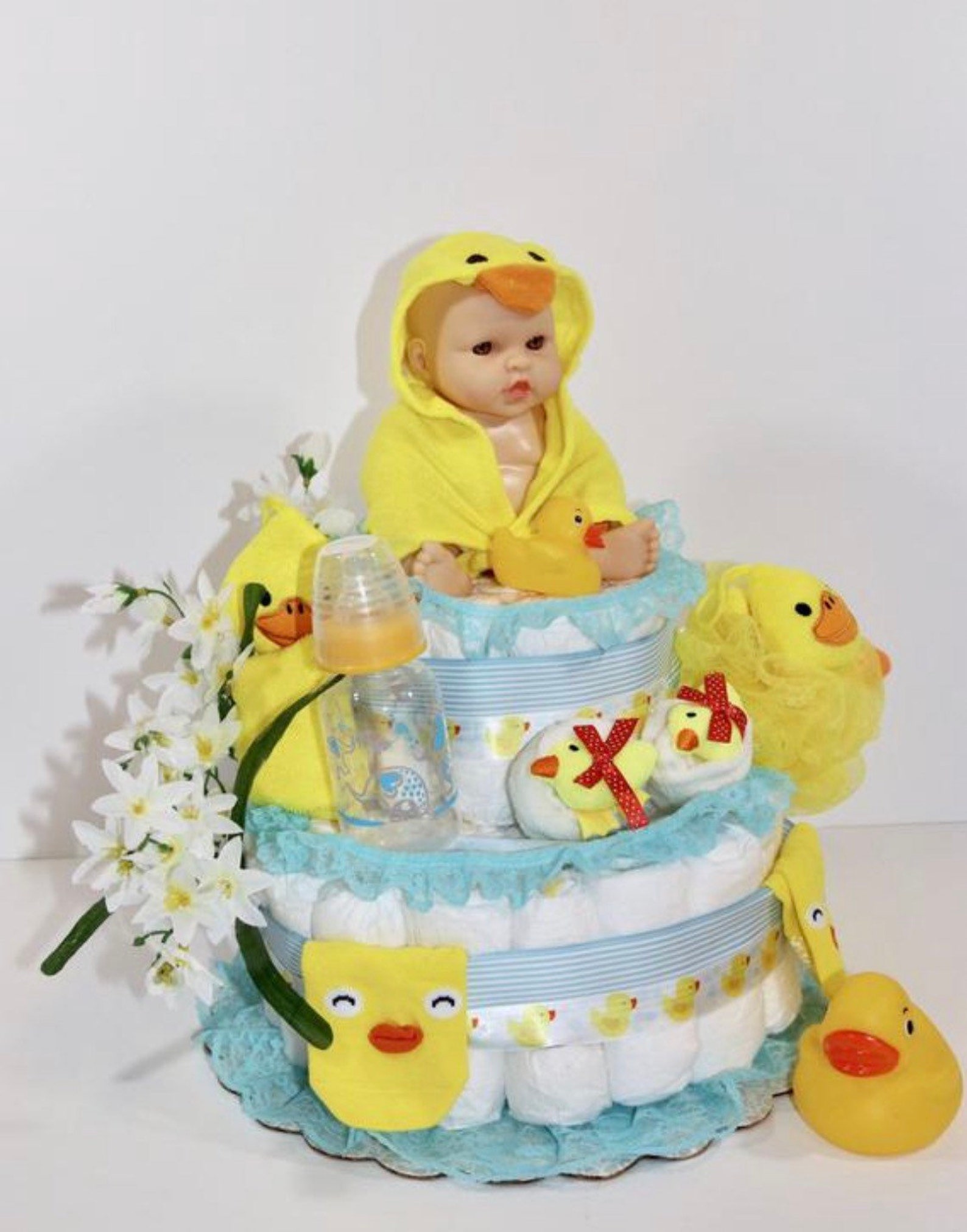 Duck Diaper Cake Neutral Diaper Cake Centerpiece - Etsy