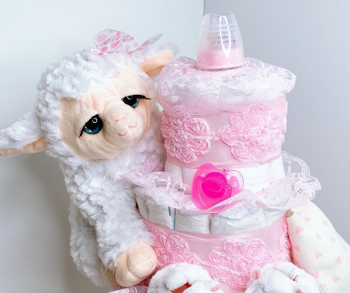 Lamb Diaper Cake Lamb Girl Diaper Cake Easter Diaper Cake - Etsy