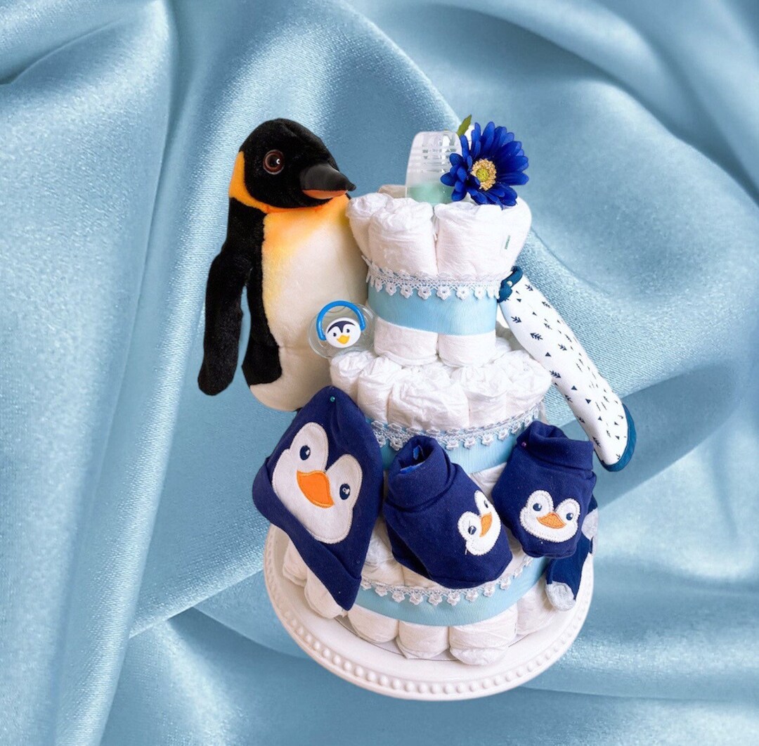 Penguin Diaper Cake, Boy Diaper Cake, Centerpiece - Etsy