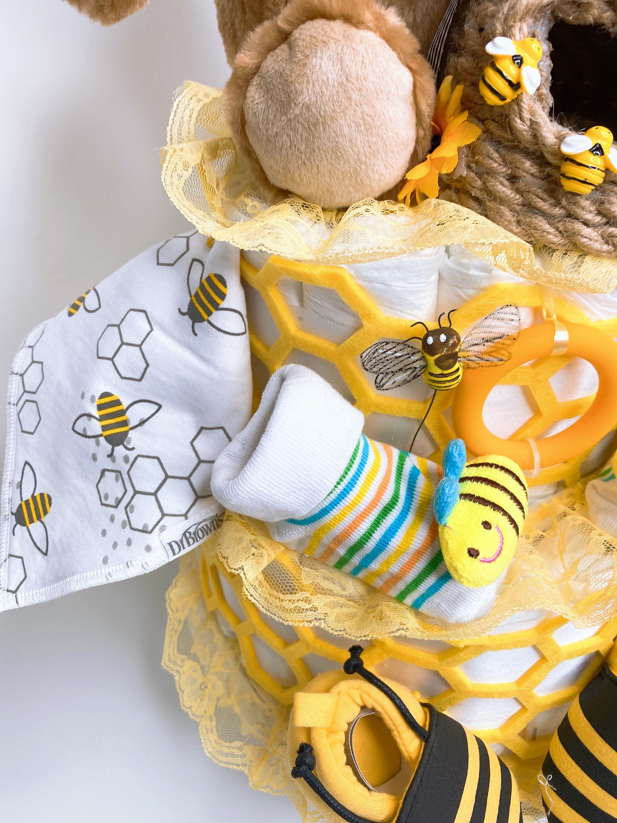 Honey Teddy Bear Diaper Cake Bee Diaper Cake Centerpiece - Etsy