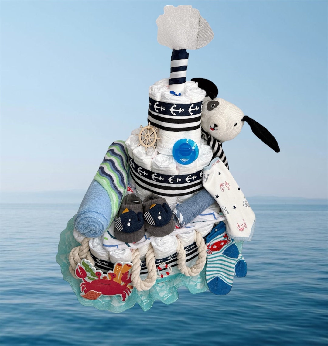 Ship Diaper Cake, Nautical Diaper Cake, Nautical Baby Shower ...