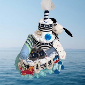 Ship Diaper Cake, Nautical Diaper Cake, Nautical Baby Shower ...