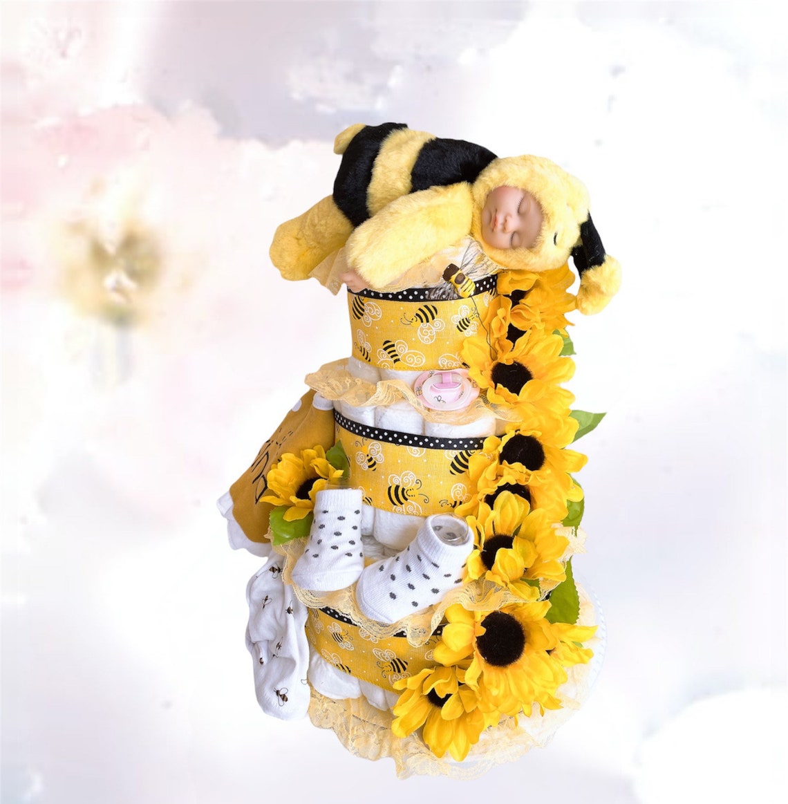 Girl Bee Diaper Cake Bumblebee Diaper Cake Bee Theme Girl - Etsy