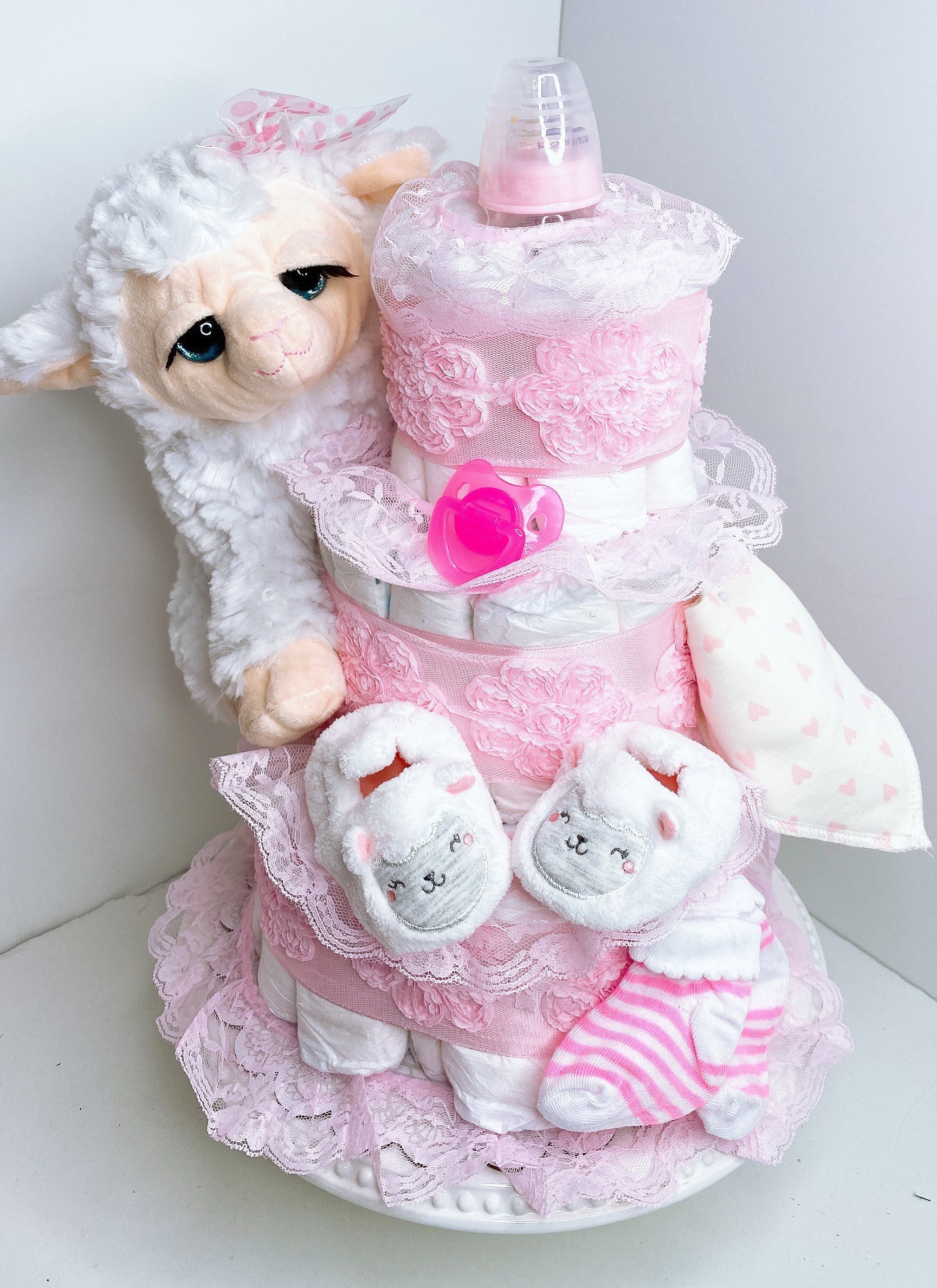 Lamb Diaper Cake Lamb Girl Diaper Cake Easter Diaper Cake - Etsy