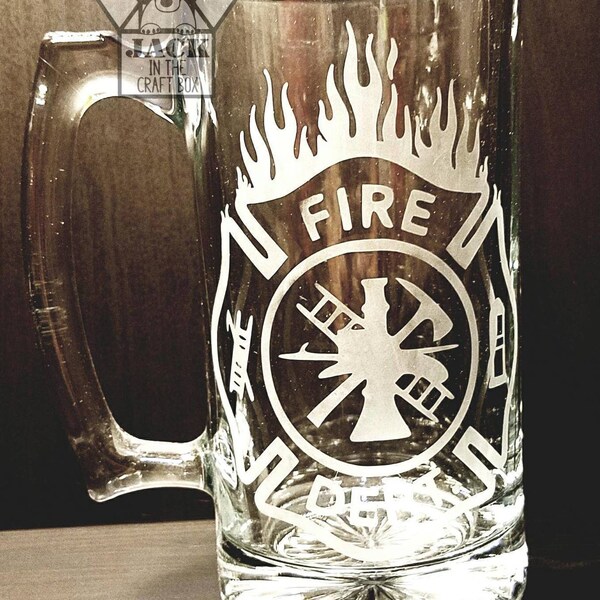 Fire Department Glass Etched Mug - Etsy