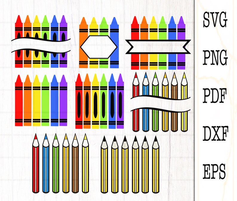 Crayon Split Monogram Svg Crayon Svg Teacher Svg Crayons Etsy
