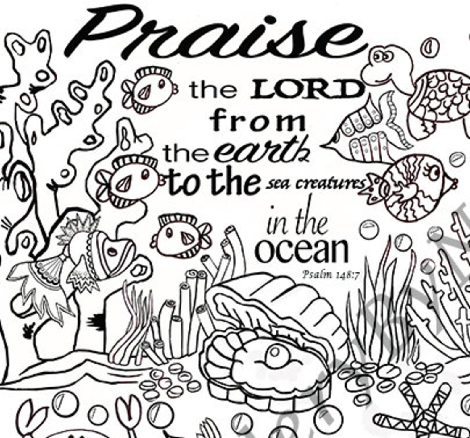 Coloring Page Bible Verse Under The Sea Ocean Creature Etsy Coloring Page Bible Verse Under The Sea Ocean Creature Etsy