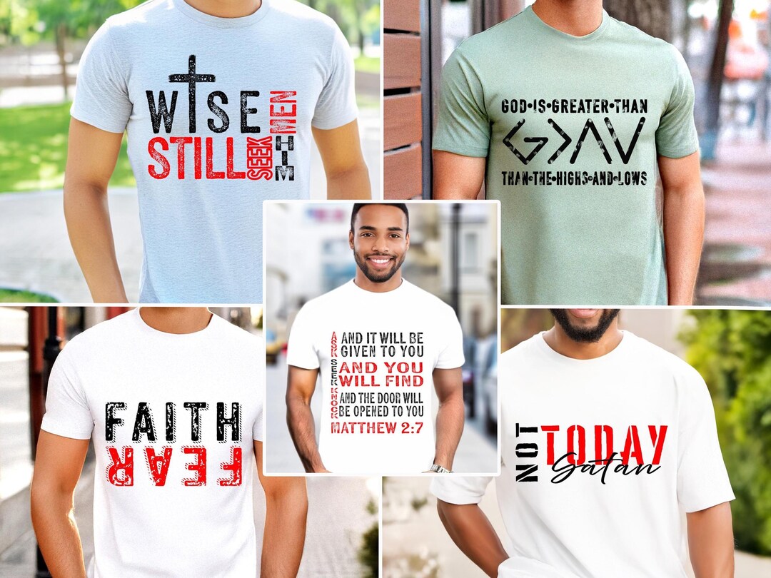 Men's Christian T-shirt Designs, Dad Quotes PNG Bundle (digital ...