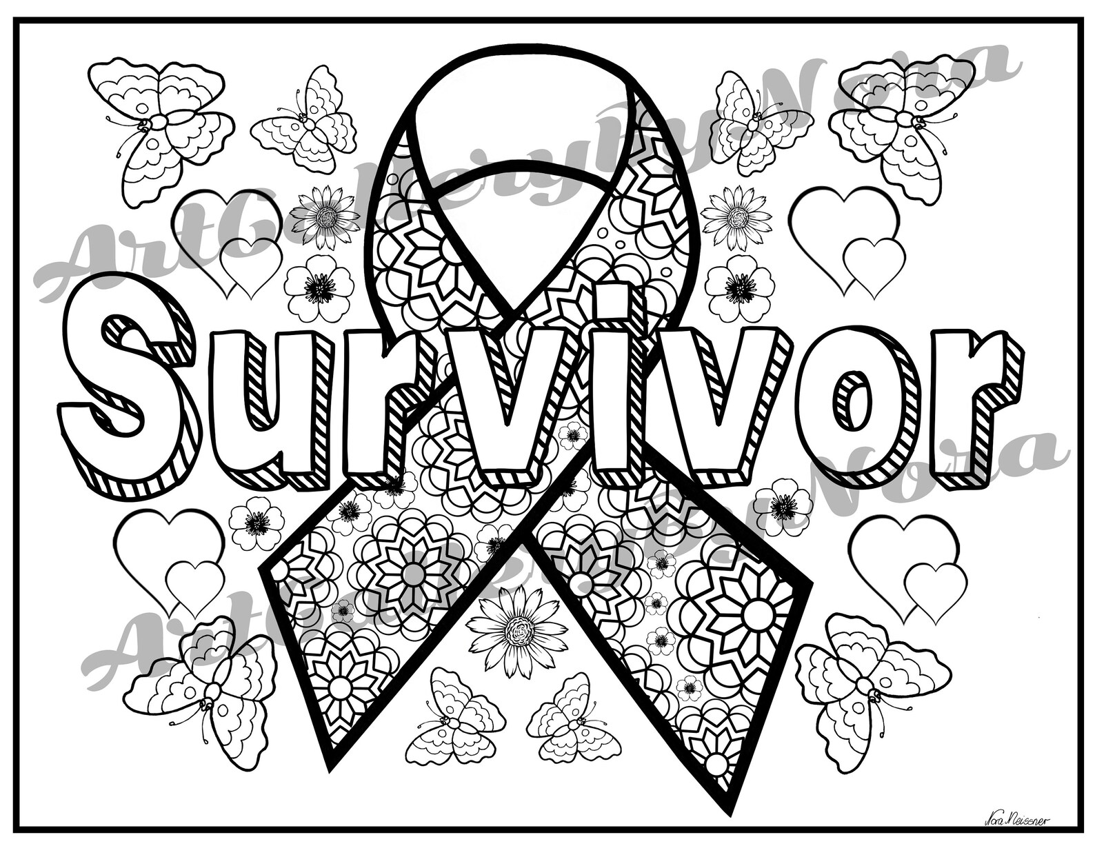 Coloring Pages Cancer Survivor coloring for adults | Etsy