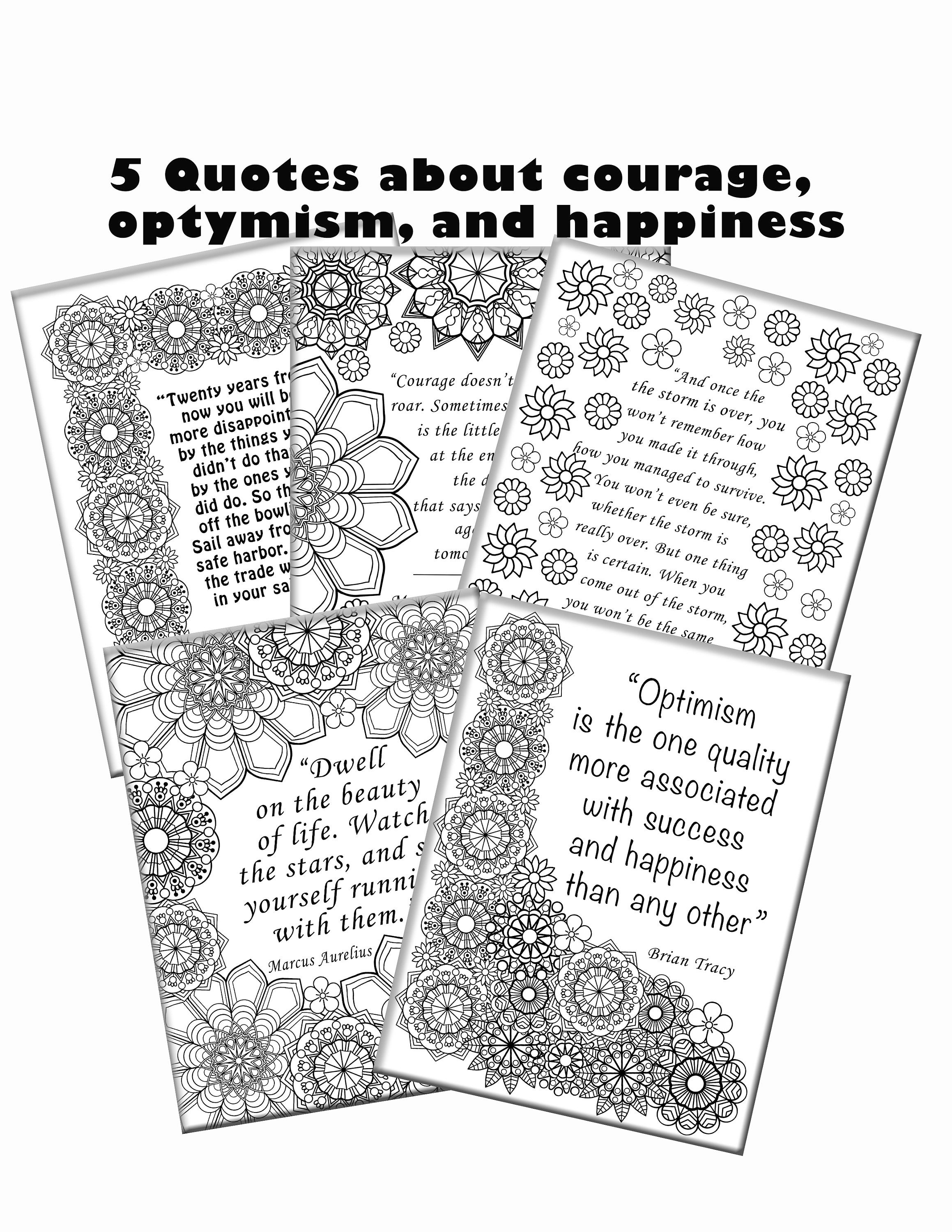 Coloring pages Quotes happiness Courage Optimism coloring | Etsy