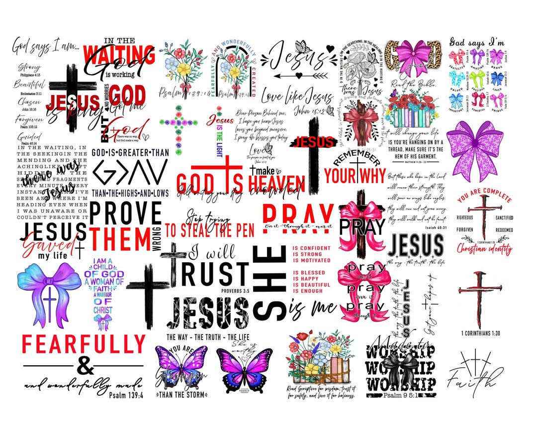 Christian Quote Bundle, 50 Retro Style Faith Sayings, Trendy ...