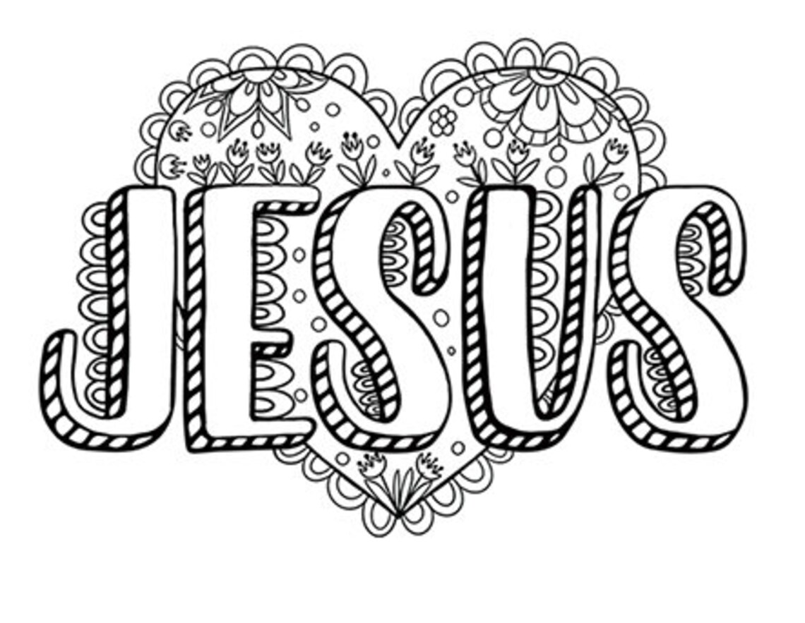 Jesus coloring pages word Jesus Christian Quote Coloring | Etsy