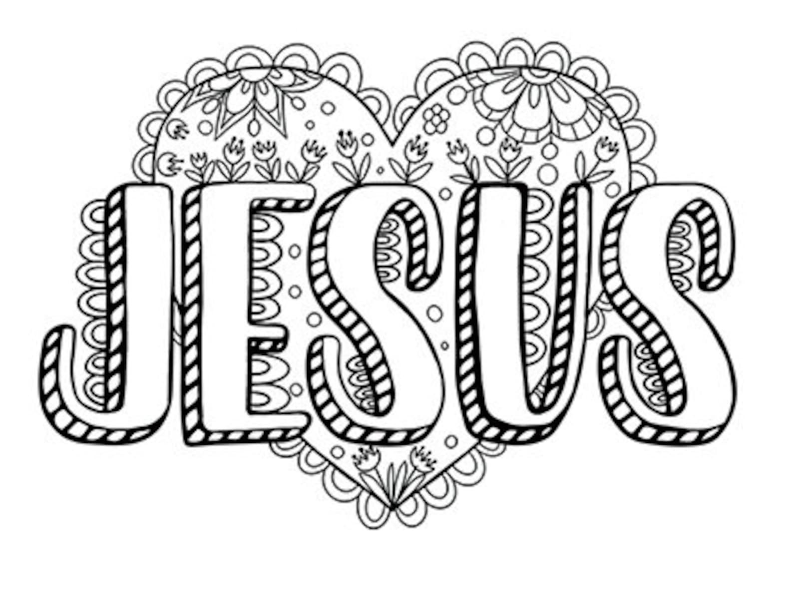Jesus coloring pages word Jesus Christian Quote Coloring | Etsy