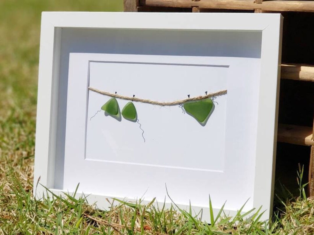 Bikini Sea Beach Glass Art - Nautical Decor - Bathing Suit Framed 8" X ...