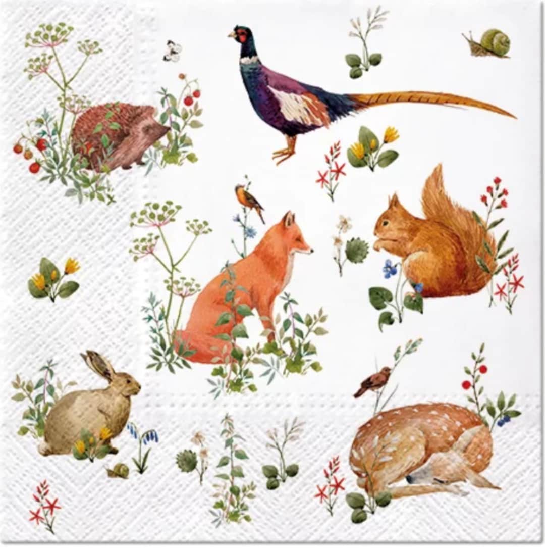 4 Paper Napkins for Decoupage | 4 Decoupage Napkins | Wild Forest ...