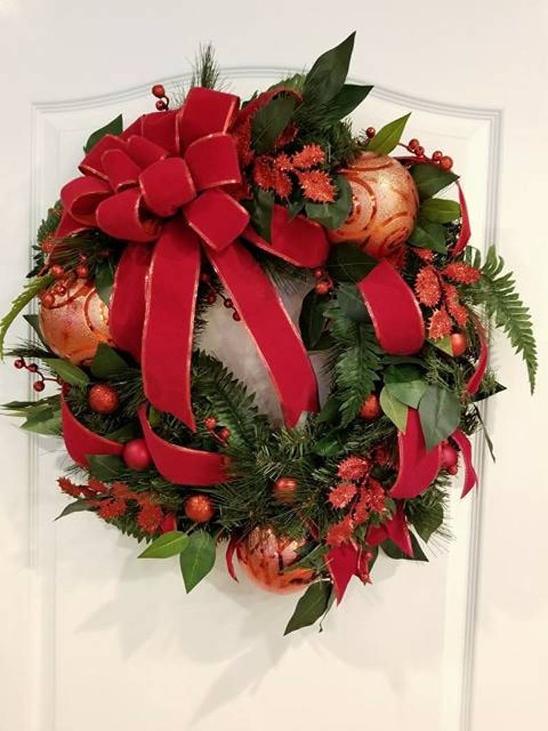 Christmas Wreath, Holiday Wreath, Best Door Wreath, Red Velvet ...