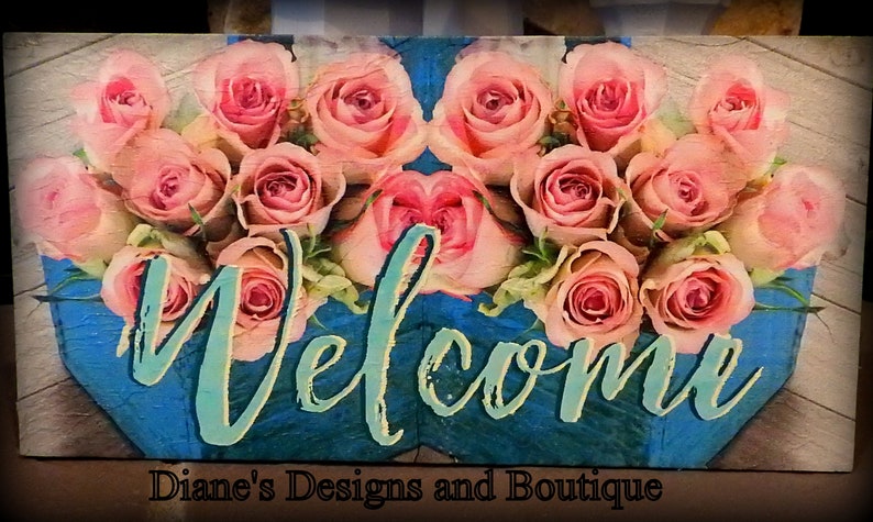 Rose Basket Welcome Sign - Etsy