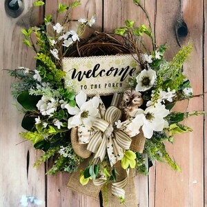 Rustic Farmhouse Magnolia Wreath With Welcome Sign and Owl Accent. - Etsy