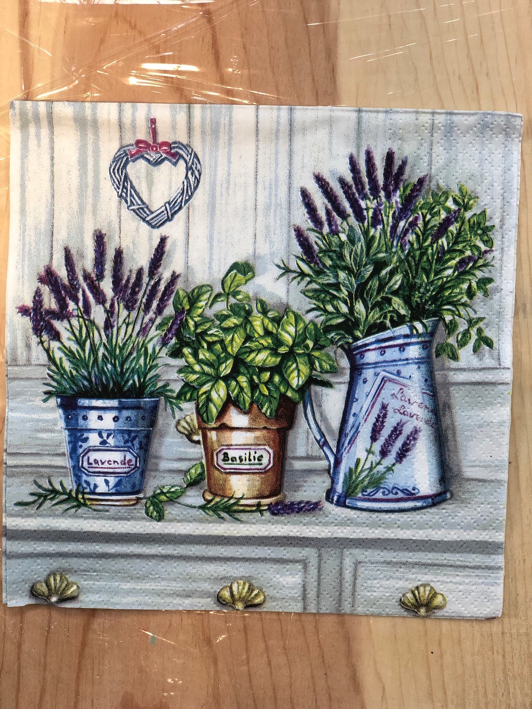 Provence Fragrant Decoupage Paper Napkins | Lavender Basil Print - Etsy