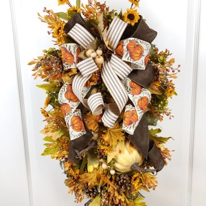 Rustic Fall Pumpkin Door Swag Farmhouse Fall Decor Fall | Etsy