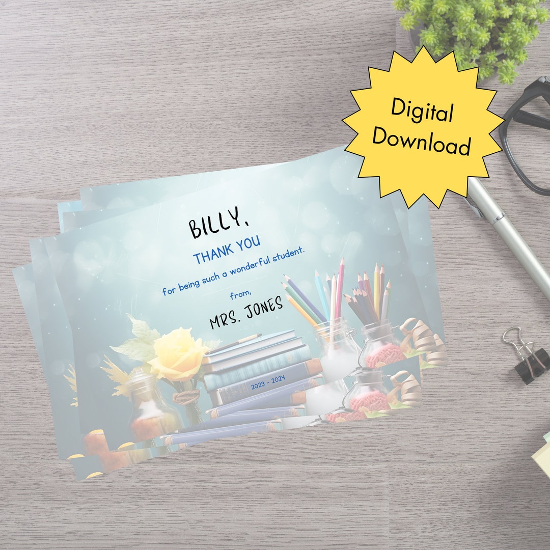 Printable Thank You Certificates From Teacher End of the School Year ...
