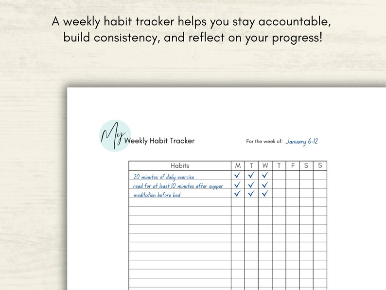 Printable Weekly Habit Tracker: Goal Setting Tool (digital Download) - Etsy