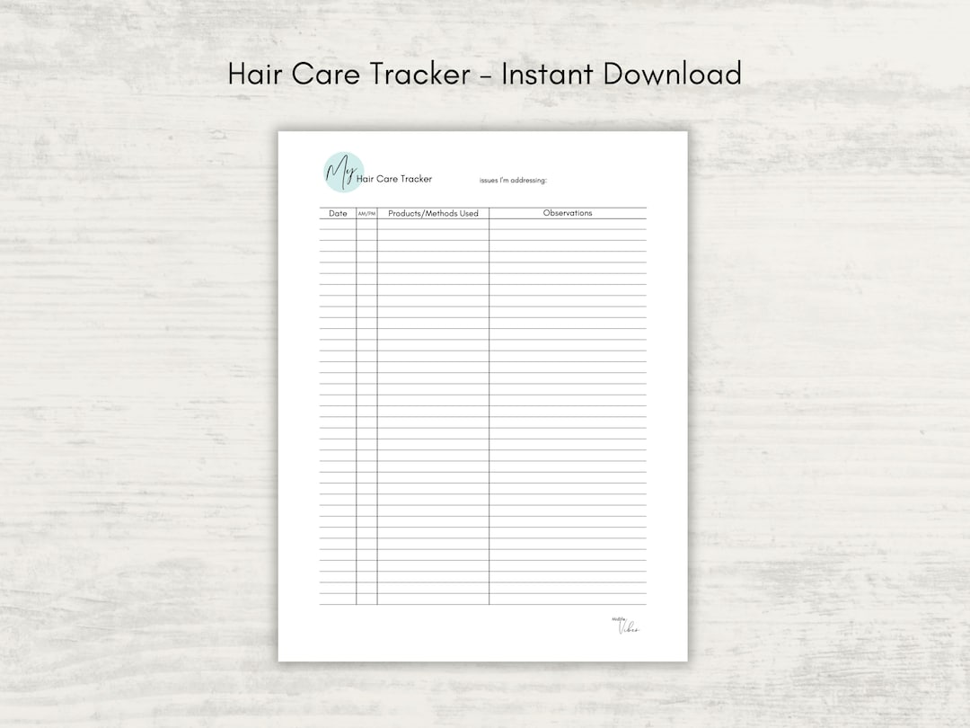 Printable Hair Care Routine Tracker for Midlife, Instant Digital ...