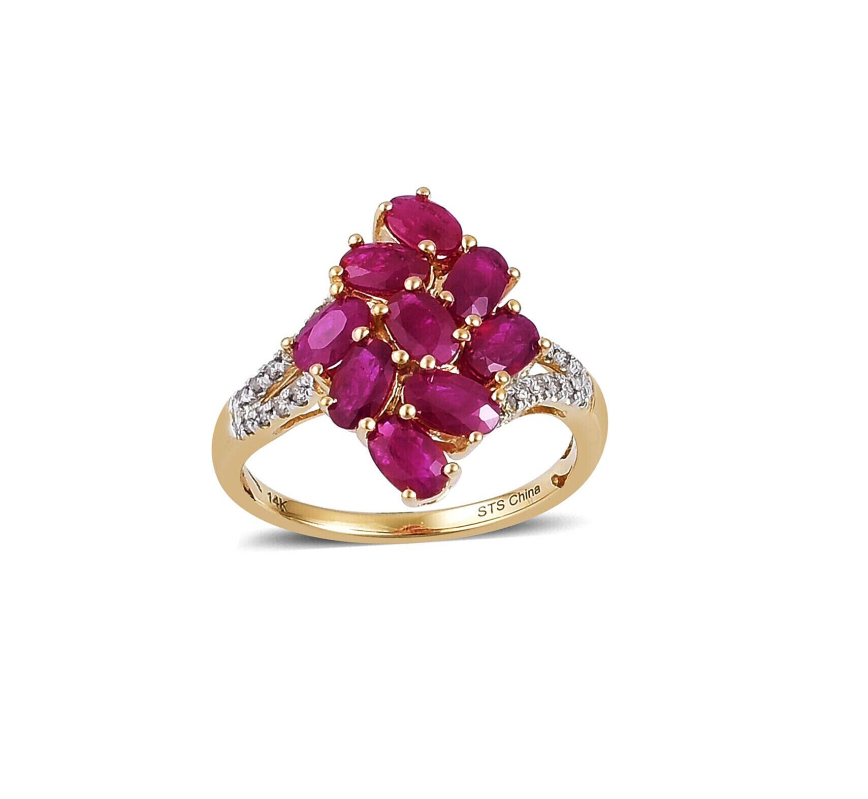 Burmese Ruby Diamond Ring: 14k Yellow Gold Flower Ring - Etsy