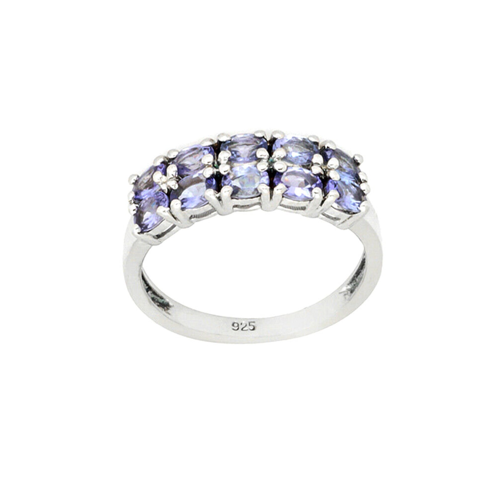 Tanzanite Ring Cluster Band Sterling Silver With Platinum - Etsy